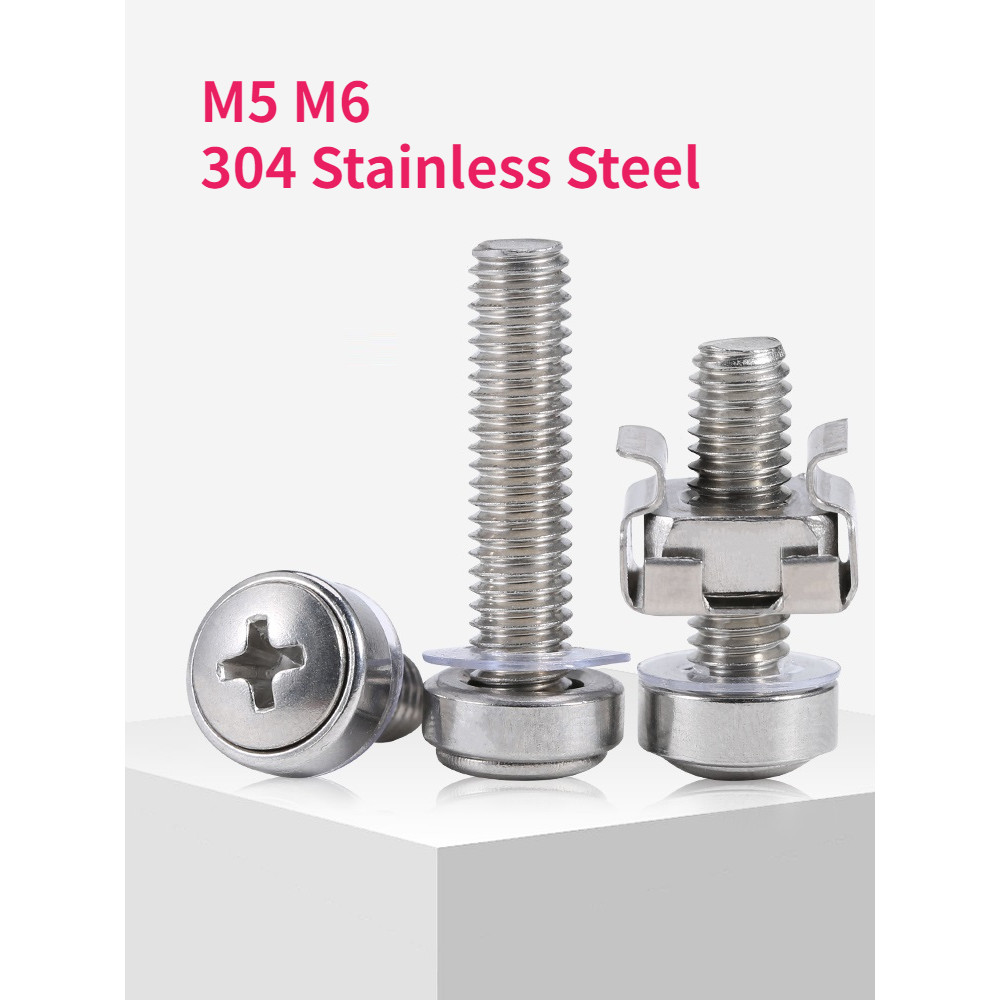 5sets M5 M6 304 A2-70 Stainless Steel Rack Mount Cage Nuts Screw and ...
