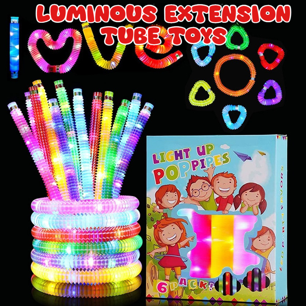 LED Pipe Hose Light up Sensory Fidget Toy Kids Colorful Telescopic Pop ...
