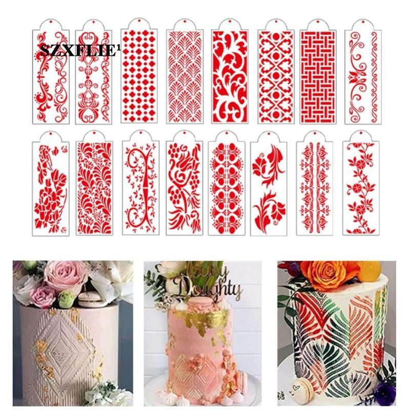 [Szxflie1] 16x Cake Stencils Cake Decorating Stencils DIY Cake Border ...