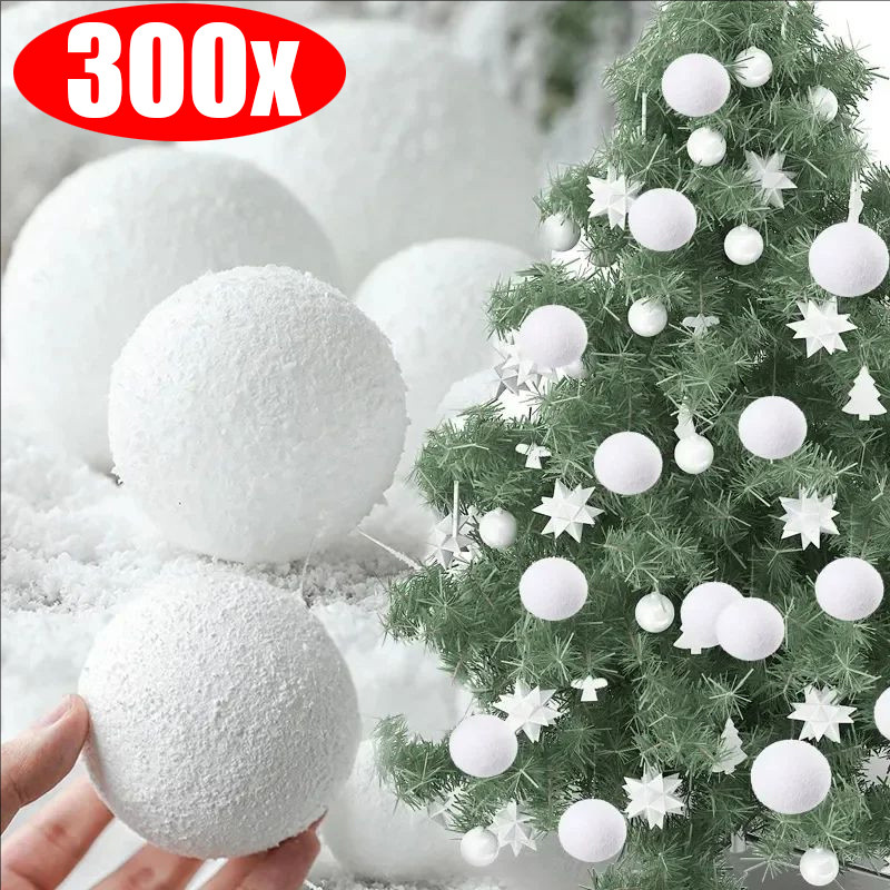 30/50/200/300 Pcs Romantic White Foam Christmas Balls Ornament - DIY ...