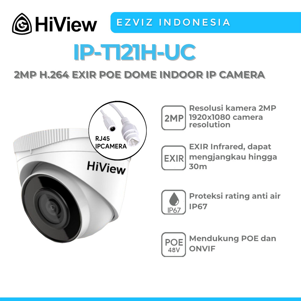 Hiview IP-T121H-UC 2MP H.264 EXIR POE DOME INDOOR IP CAMERA | Shopee Philippines