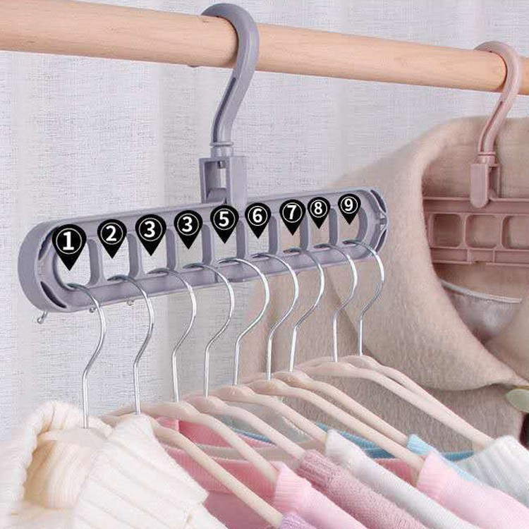 Clothes Hanger, Smart 9-Hole Clothes Drying Hanger Two-Way Horizontal ...