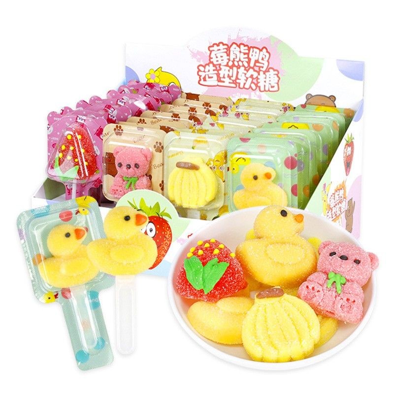 Golden Rice Berry Bear Duck Shape Gummy Banana Fruit Flavor Marshmallow ...