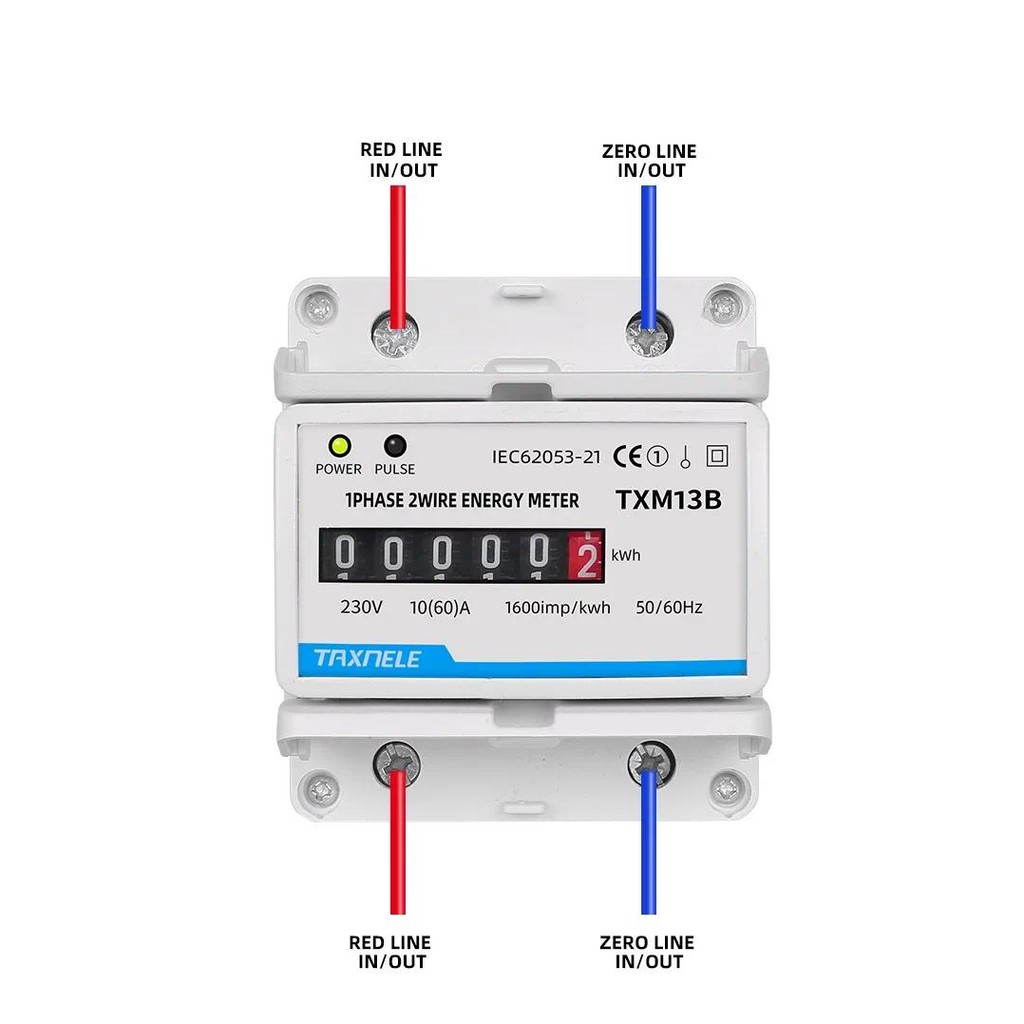 Din Rail Digital Power Energy Meter Single Phase 2 Wire kWh AC 230V ...