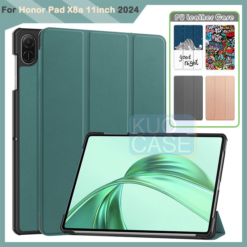 For Honor Pad X8a 11inch 2024 PU Leather Case Adjustable Folding Stand ...