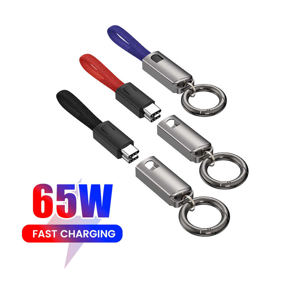 3A Keychain Data Cable Zinc Alloy PD65W Fast Charging For iP15 Huawei ...