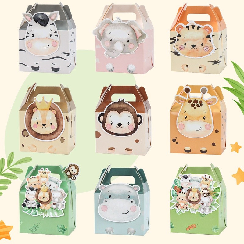 9PCS Cute Candy Box Animal Design Party Box Paper Gift Boxes With ...