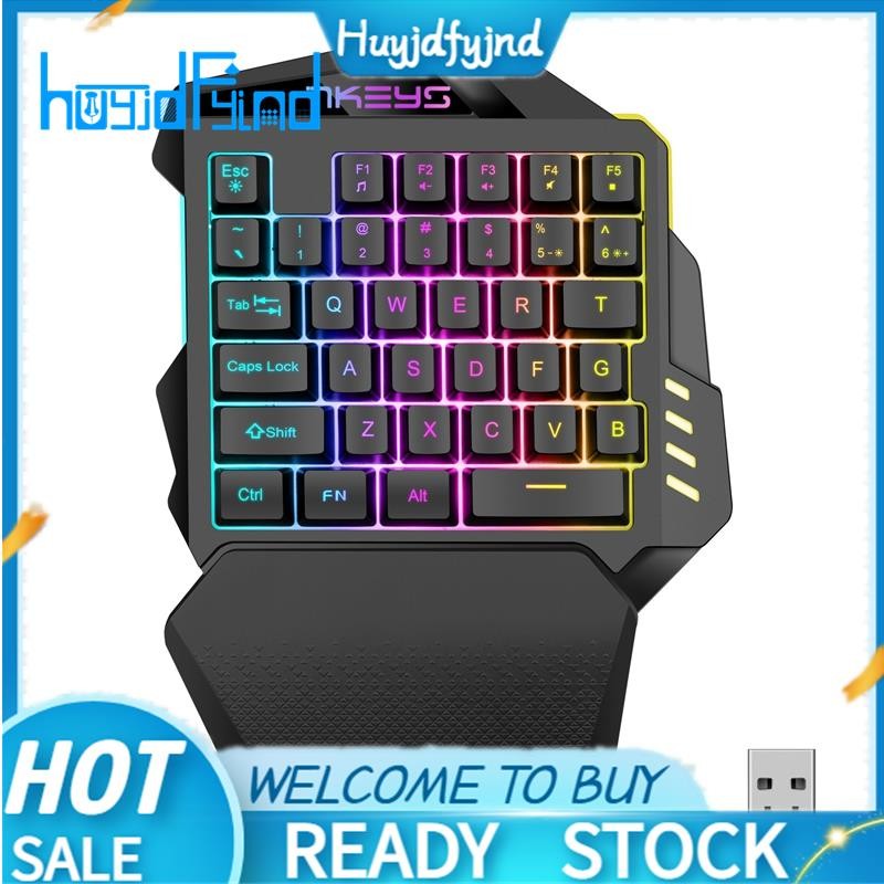 One Hand Wireless Gaming Keyboard RGB Backlit Portable Mini Keyboard ...