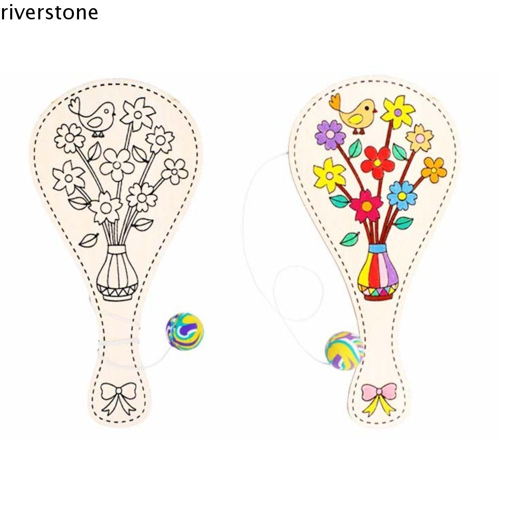 RIVERSTONE DIY Paddle Ball with String, Wooden Blank Racket DIY Racket ...