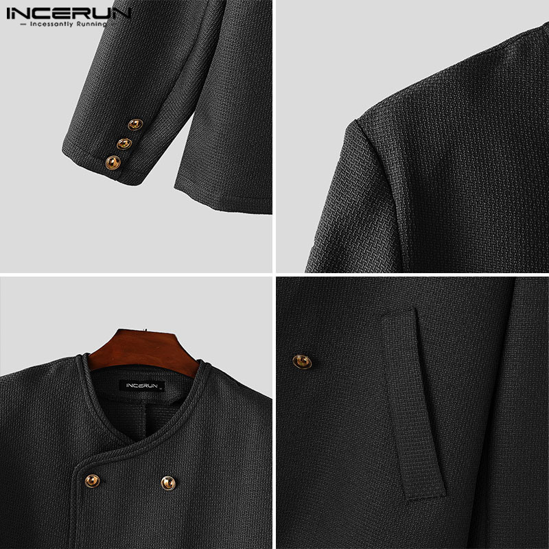 INCERUN Men Korean Casual Premium Shoulder Pad Long Sleeve Fashion ...
