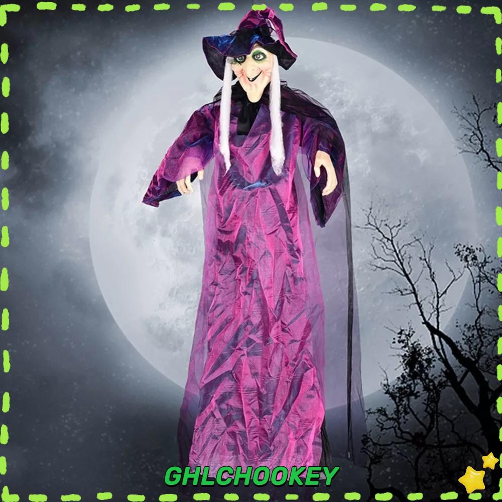 GHLCHOOKEY Life Size Talking Witch, Halloween Outdoor Spooky ...