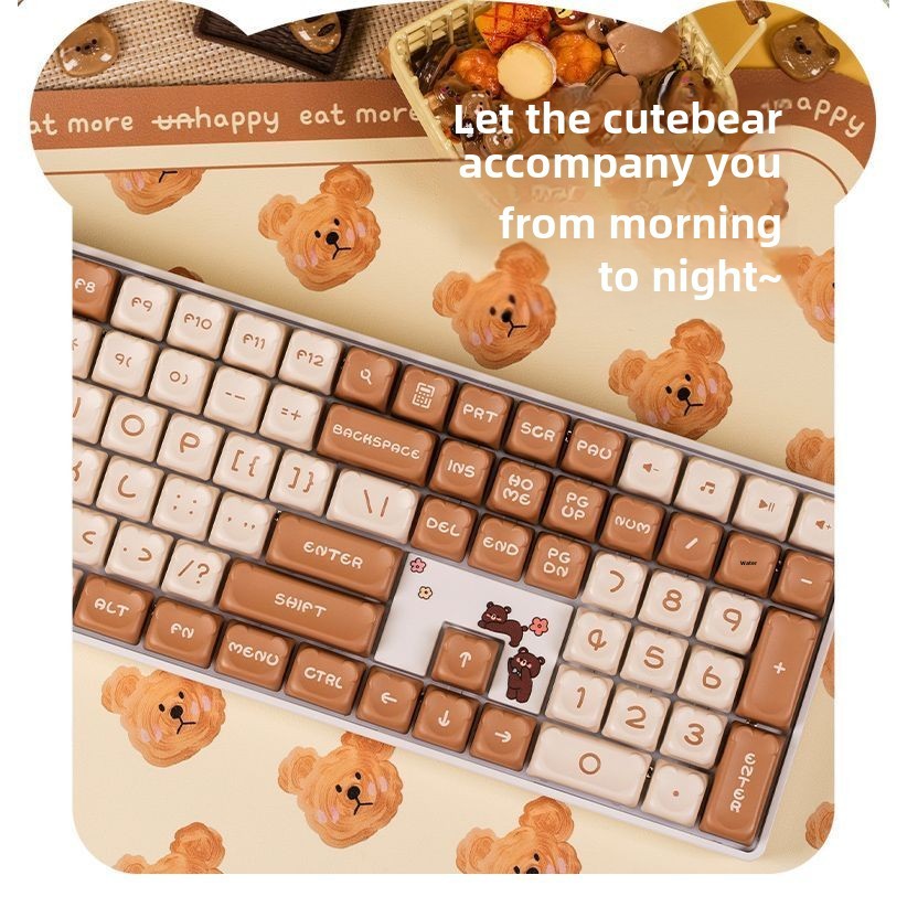 Bear Cute Mechanical Keyboard Girl Office Good-looking Cute 108 Key ...