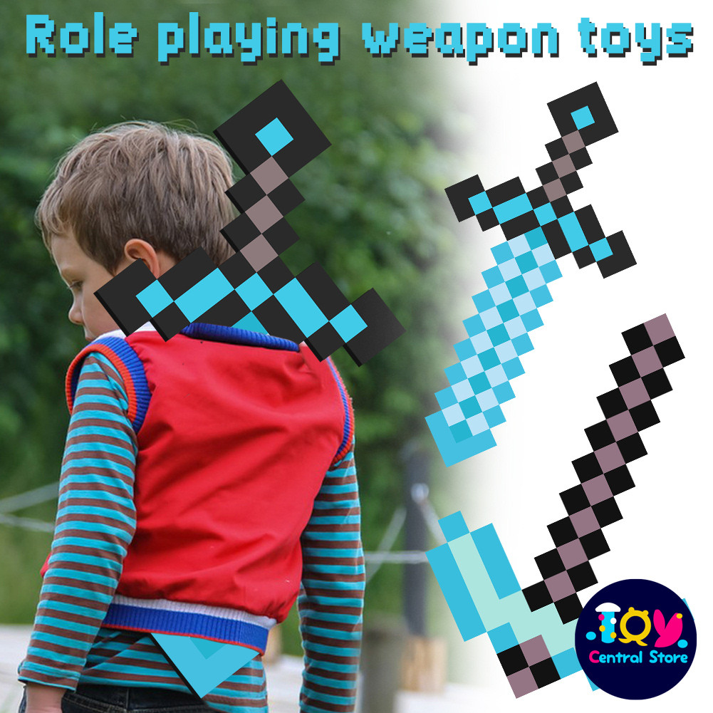 45cm Minecraft Toy EVA Foam Diamond Pickaxe Hamaxe Swords Game Model ...