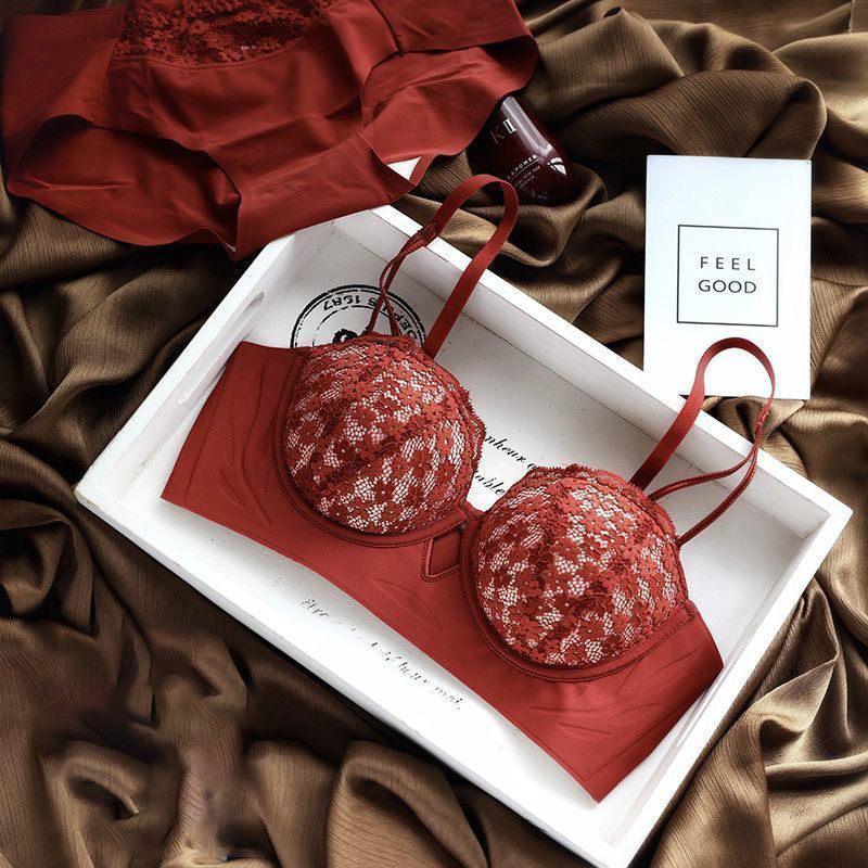 [Spot Flash Sale]Sexy Lace Drop Underwire Bra Set for Women with Small ...