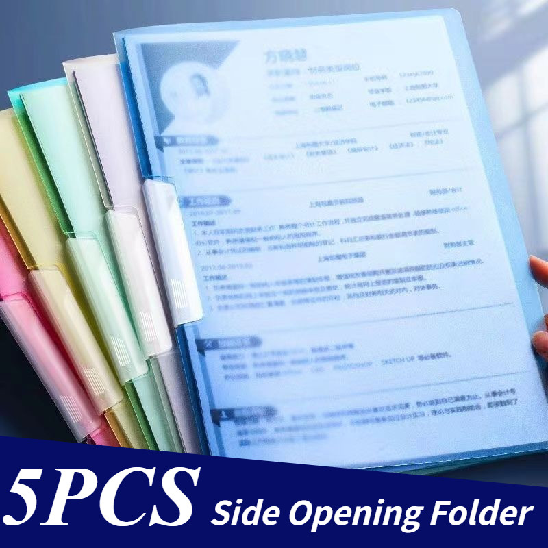 5Pcs Clear Folder Rotating Paper Organizers Side Opening Document File ...