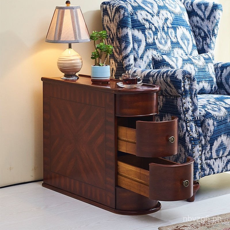 American Style Solid Wood Corner Cabinet Sofa Side Cabinet Simple ...