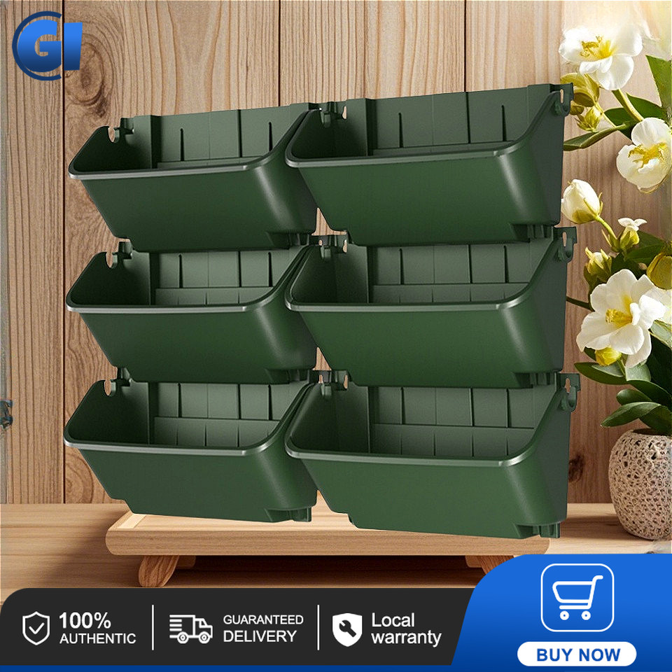 Indoor and Outdoor Vertical Wall Planter Box, Stackable Space Saving ...