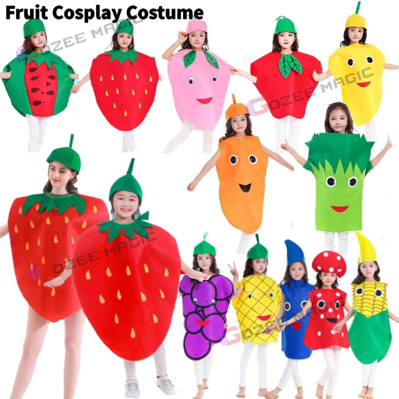 3-10 Years Fruit Vegetable Cosplay Costume Kids Children's Day Halloween Party Dress Up School ...