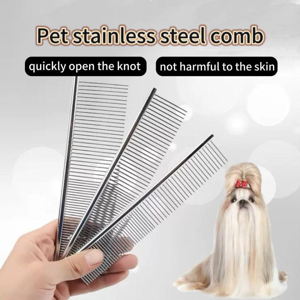 Pet Comb Stainless Steel Pet Grooming Comb For Dogs Cats Gently Removes ...