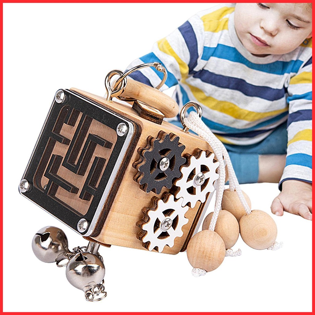 Busy Cube Fidget Toy Wooden Block Fidget Toy Educational Cube Travel ...