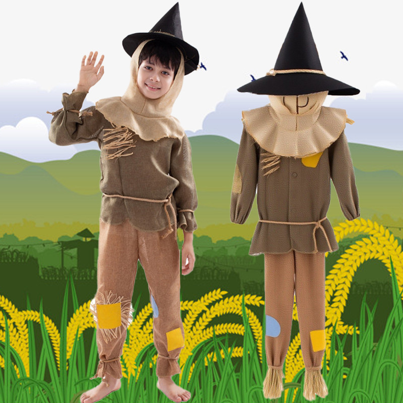 Wizard of Oz Scarecrow Costume for Kids Boy Top Pants Halloween ...