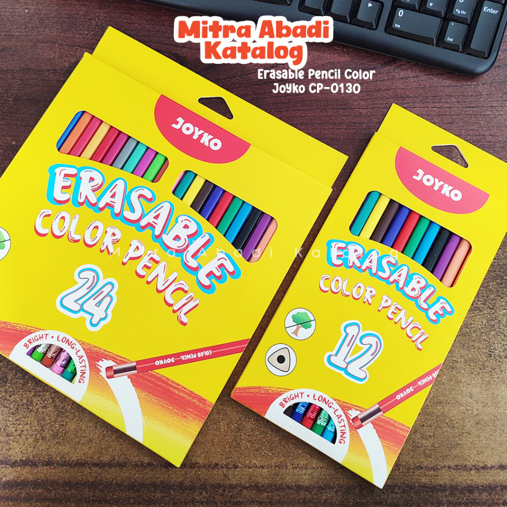 ERASABLE JOYKO COLOR PENCILS CP-0130 / CP0130SH 12 & 24 COLORS SHORT ...