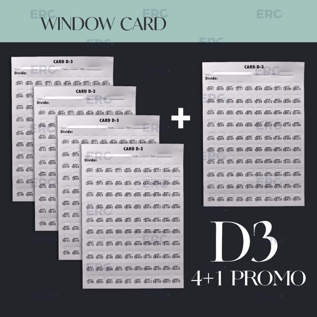 ERC Window Card S1 S2 S3 S4 Subtraction Math Test Set Reusable Durable ...