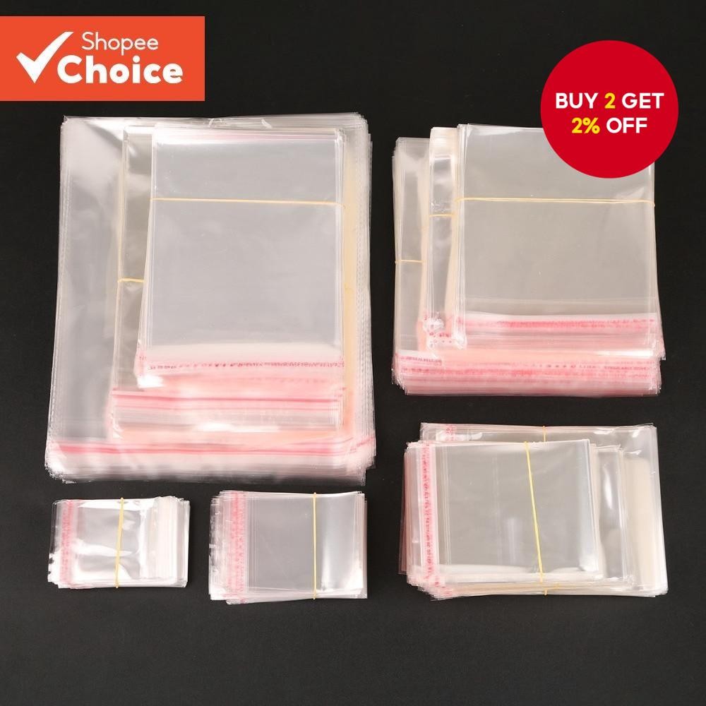 100pcs/Bag Transparent Self-adhesive Seal OPP Plastic Storage Bag Gift OPP Jewelry Packaging ...