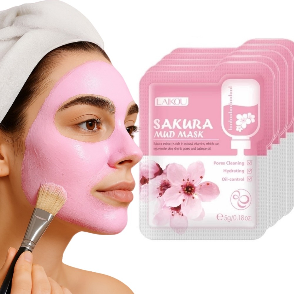 LAIKOU Pink Sakura Mud Face Mask Deep Cleansing Pore Shrinking Oil ...
