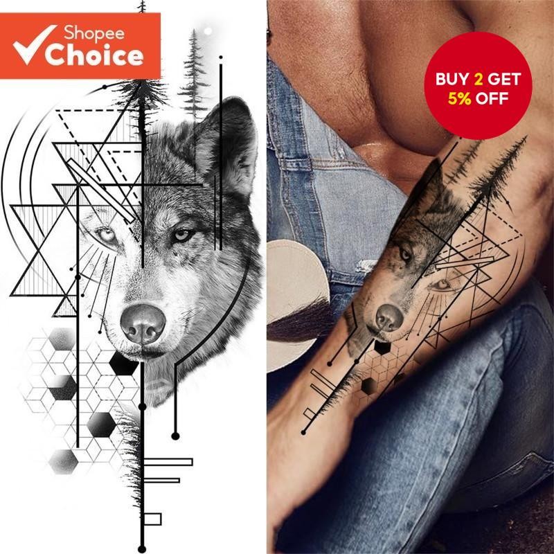 1 Sheet Wolf Tattoo Sticker Waterproof Lasting Temporary Tattoo ...