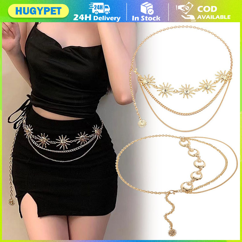 Punk Style All-match Waist Chain Sun Moon Vintage Adjustable Metal Belt ...