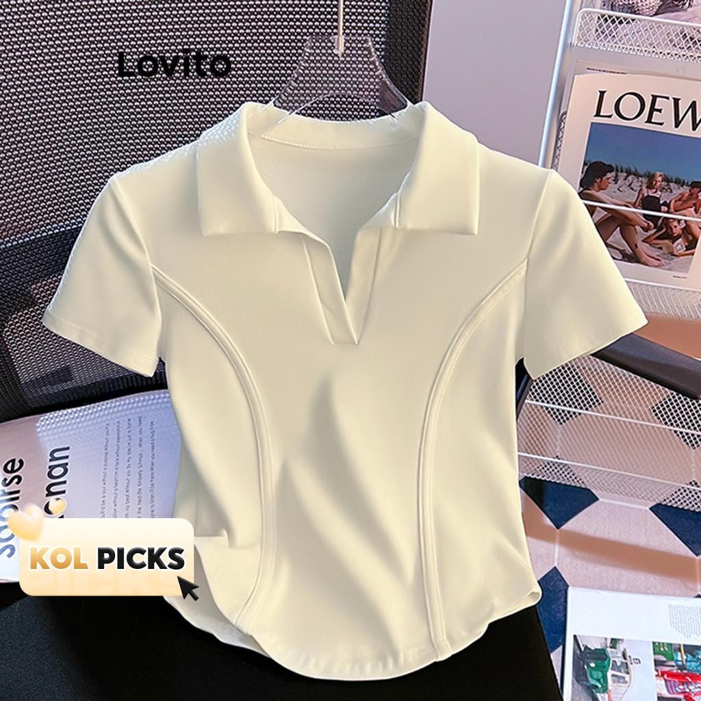 (KOL‘s pick) Lovito Women Casual Plain Basic T-Shirt LNM67139 | Shopee ...