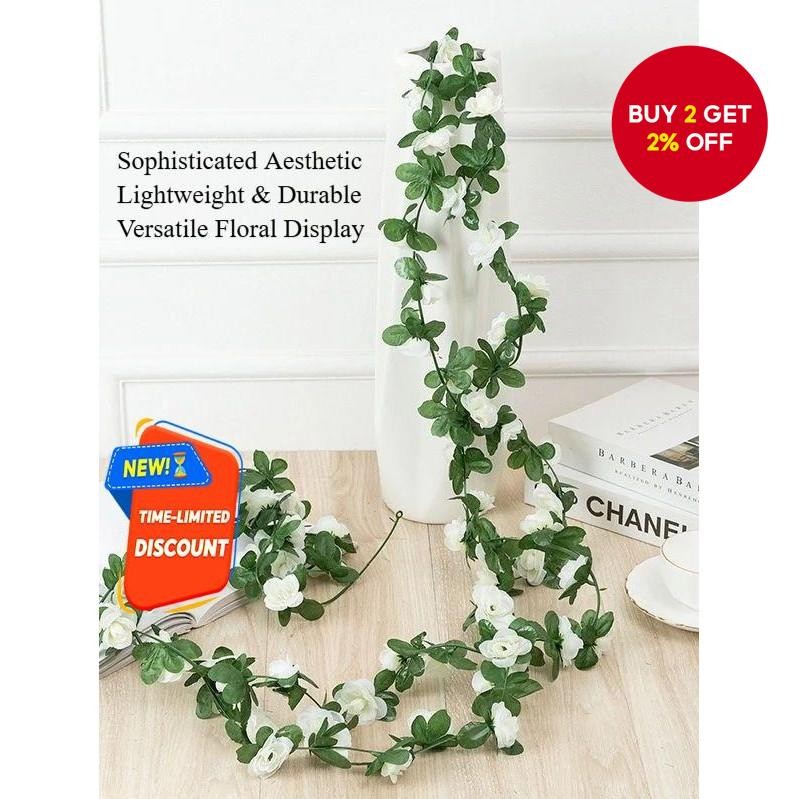 Artificial Rose Vine with Leaves | Wedding Decoration Faux Flowers ...
