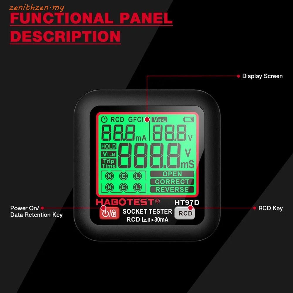ZENITHZEN Digital Socket Tester, 3-Pin Plugs Auto Power-Off Voltage ...