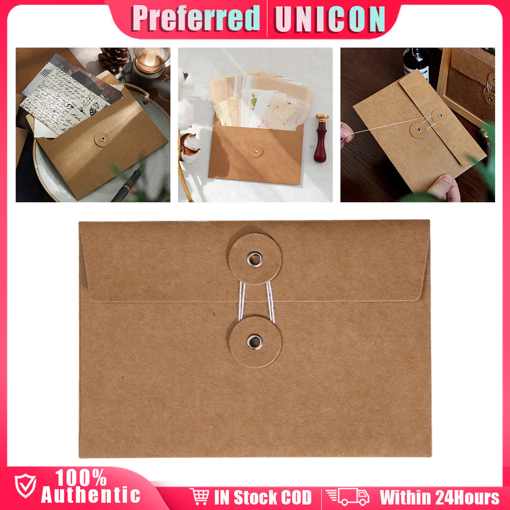 115*170mm Buckle Kraft Paper Envelope With String Creative Postcard ...