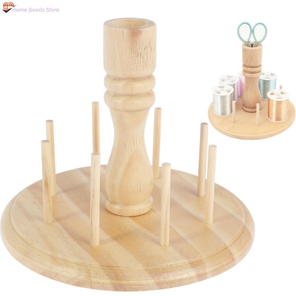 Thread Holder Wooden Spools Rack 8 Spools Organizer Space Saving Sewing ...