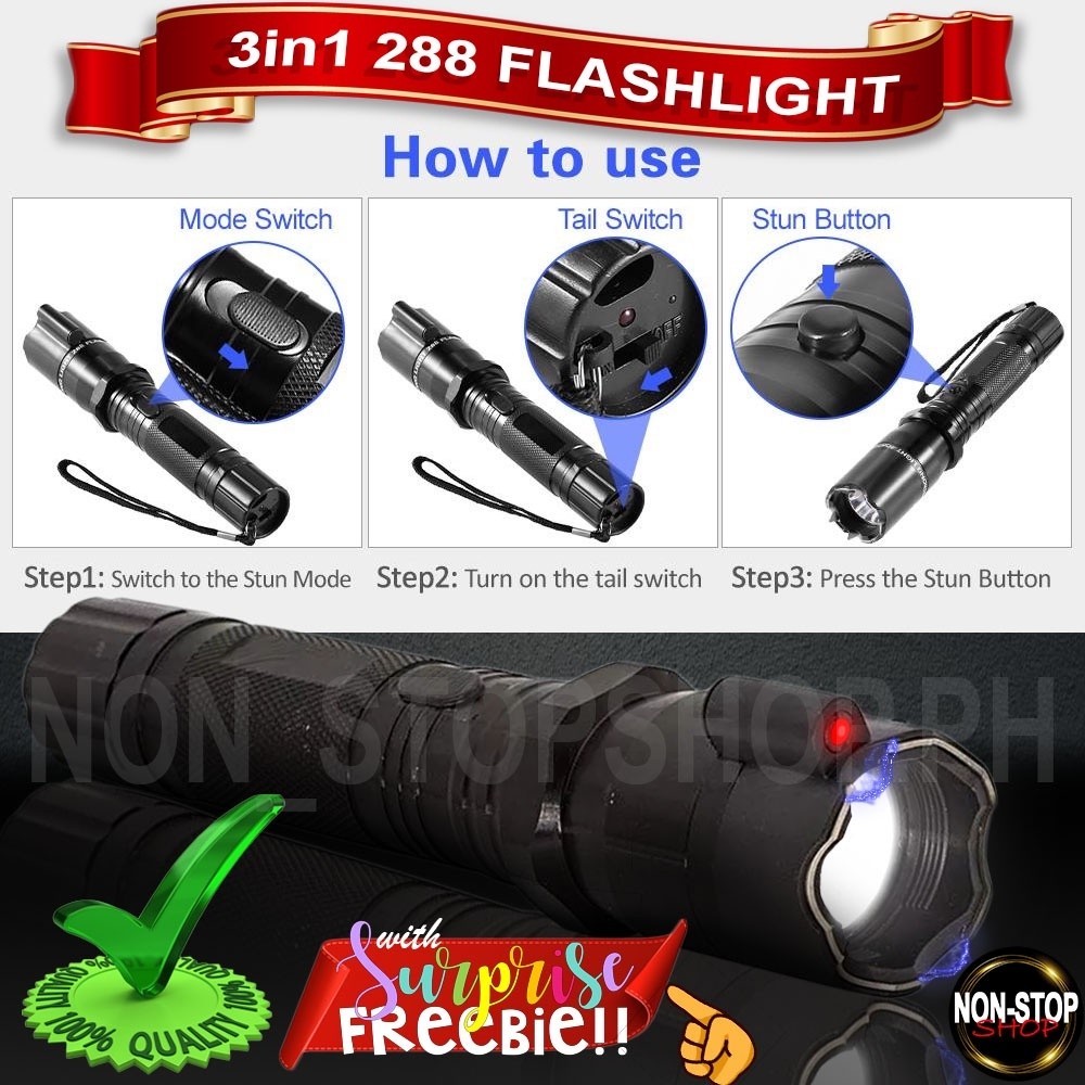 288 Flashlight Strong Light Electric Shock Flashlight Flashlight With ...