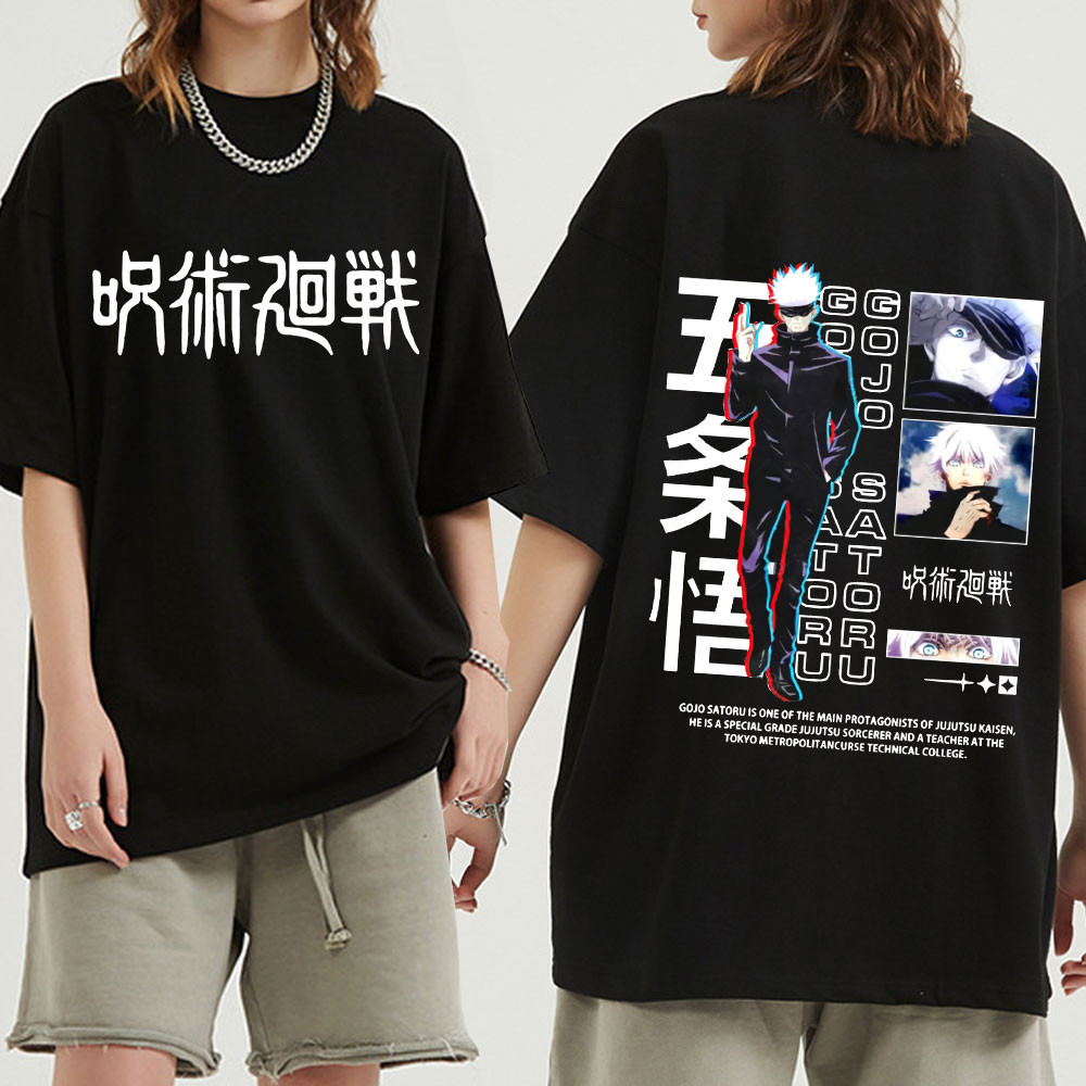 Crew White Jujutsu Kaisen Fashion Gojo Satoru Yuji Itadori Double Sided ...