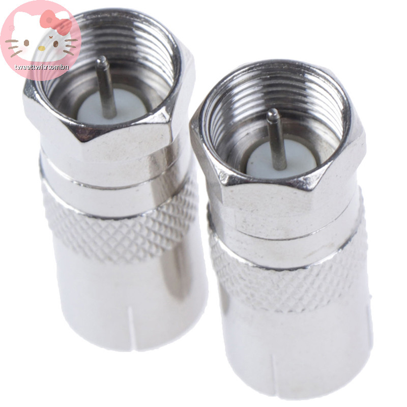 tweettwitombn 2Pcs F Type Male Plug Connector Socket to RF Coax TV ...
