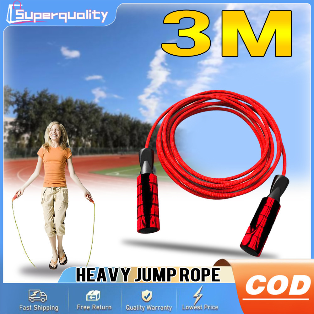 3M Heavy Weighted Skipping Jump Rope Ball-Bearing Cable Foam Handle for ...
