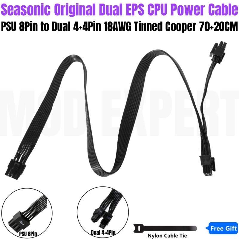 Original Seasonic Dual 8 Pin 4+4 Pin EPS 12V CPU Power Supply Cable for ...