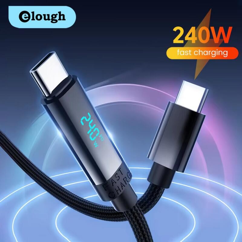 Elough 240W PD Cable USB C To Type C Fast Charging Digital Display Data ...