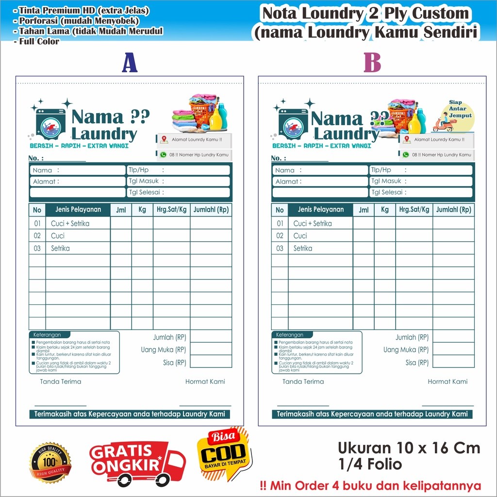 Print Your Own custom Full Color laundry Notes | Shopee Philippines