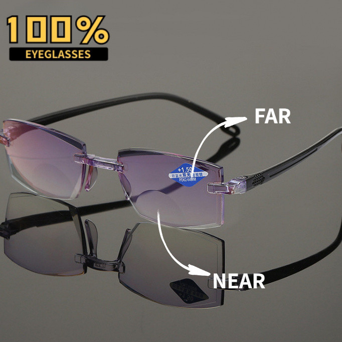 Double Vista With Graded Lens Reading Eyeglasses Men TR90 Lightweight ...