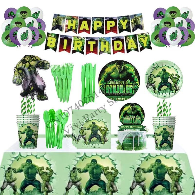 The Incredible Hulk Birthday party, banquet, cartoon character flag ...