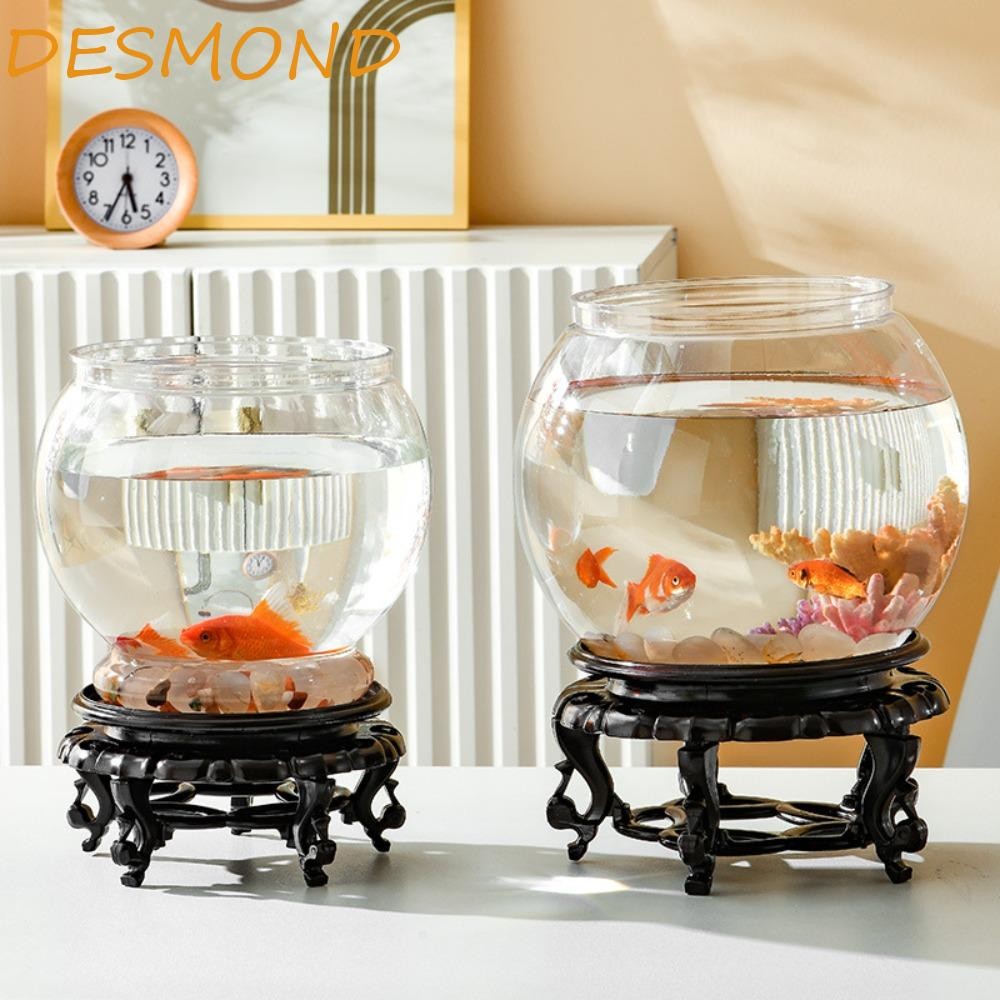 DESMOND Transparent Round Fish Tank, Clear Plastic Fish Bowl, Home ...