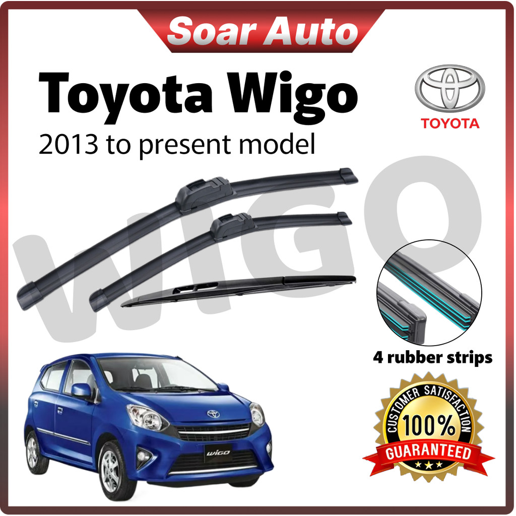 Toyota Wigo Car Wiper Front+Rear 3 PCS Silicone Wiper Blade Set for ...
