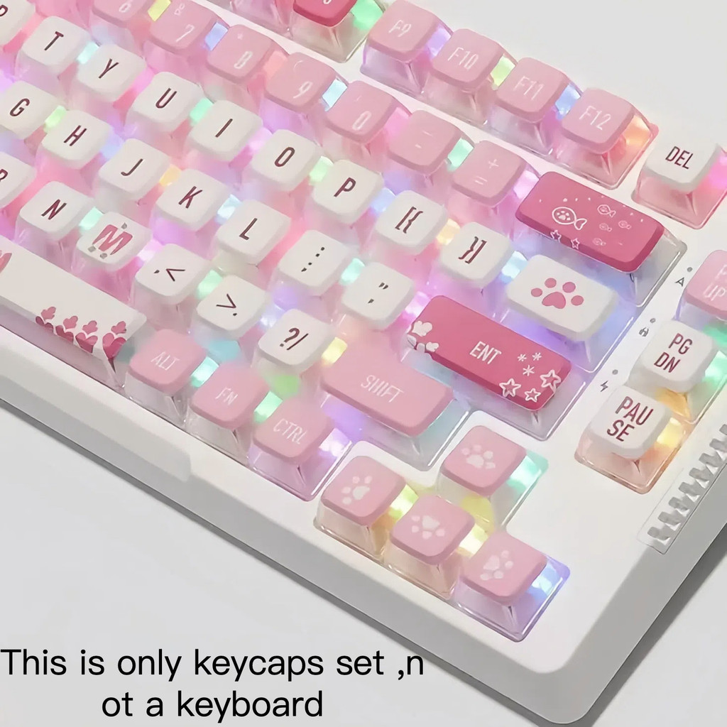 PBT Keycap ASA Pink Pudding Four Sides Transparent Cute Pink Cartoon ...