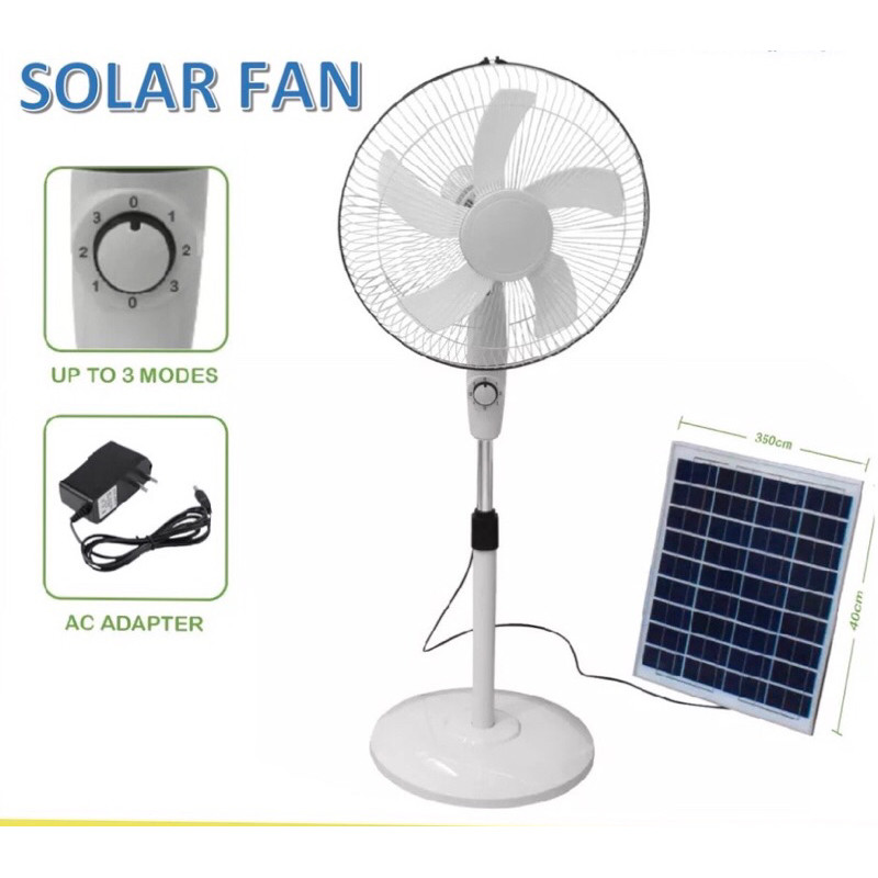 Solar Stand Fan 16 inches Solar rechargeable Fan H-168 JD White 12W ...