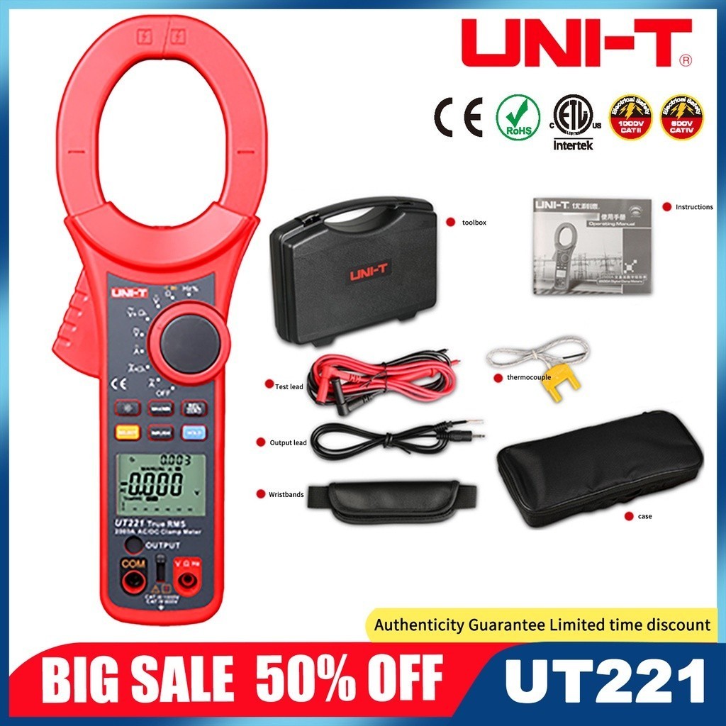 UNI-T UT221 AC DC 2000A Digital Clamp Meter True RMS ammeter Resistor ...